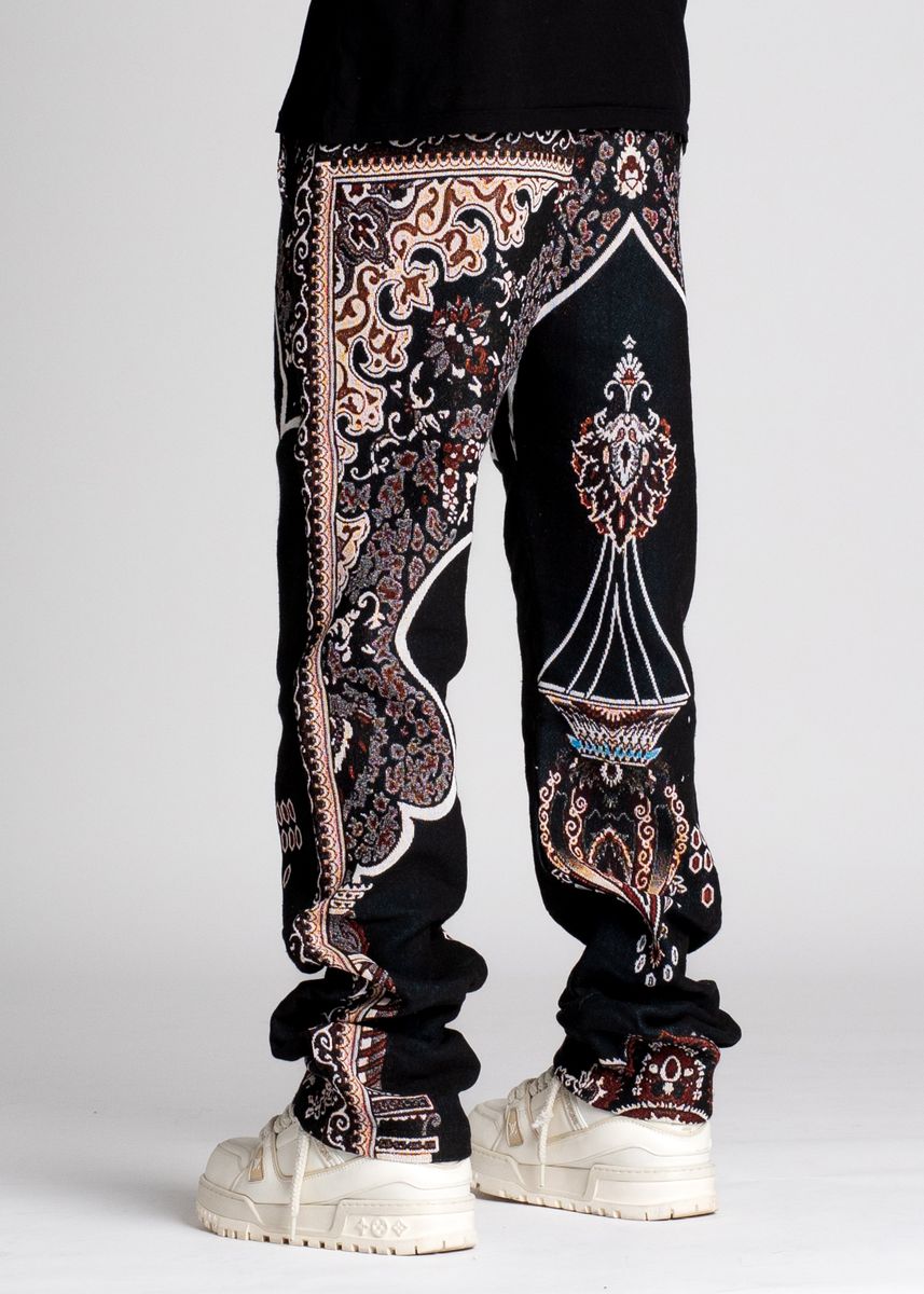 Guapi - Persian Tapestry Flare Stacked Pant (Black) – OCTANE